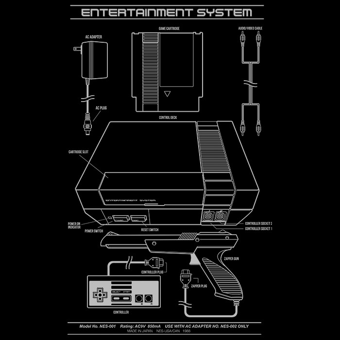 ENTERTAINMENT SYSTEM Black T-Shirt - The Shirt List