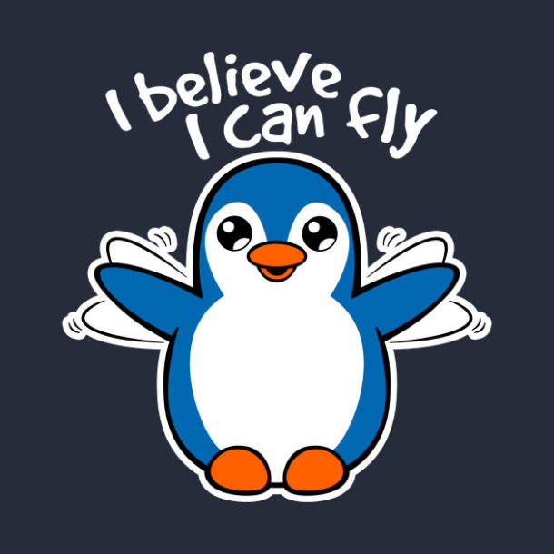 Learning to Fly - Cute Penguin T-Shirt - The Shirt List