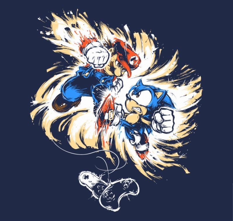 16 BIT BATTLE - Mario/Sonic T-Shirt - The Shirt List